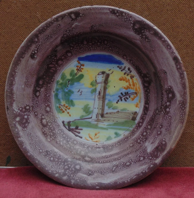 RARE MAGNIFIQUE ANCIENNE assiette faïence décor tour marli manganèse ...