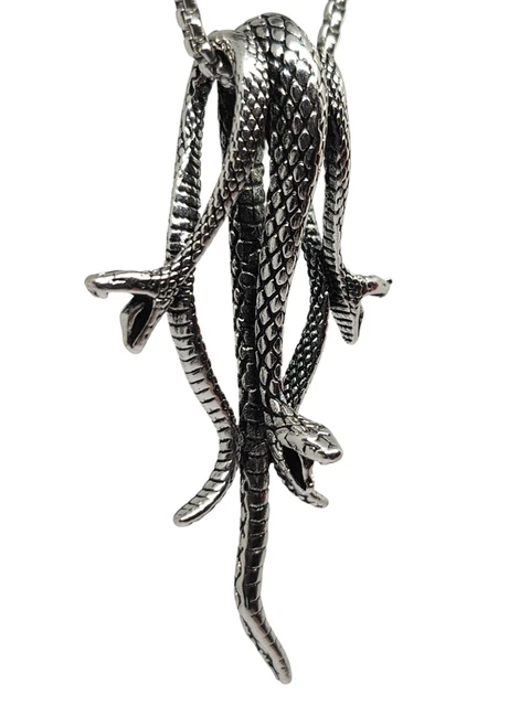 COLLIER PENDENTIF TRIPLE serpent hydre acier transformation renouveler ...