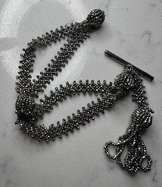 STUNNING ANTIQUE GEORGIAN Cut Steel Watch Chain Albert Albertina Tassel ...