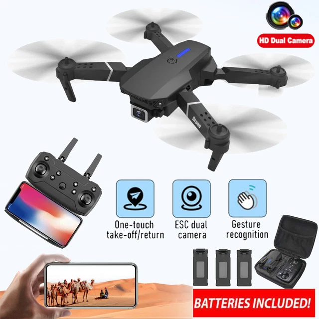 3 BATTERIES DRONE 4K HD Dual Selfie Camera WIFI FPV Foldable RC ...