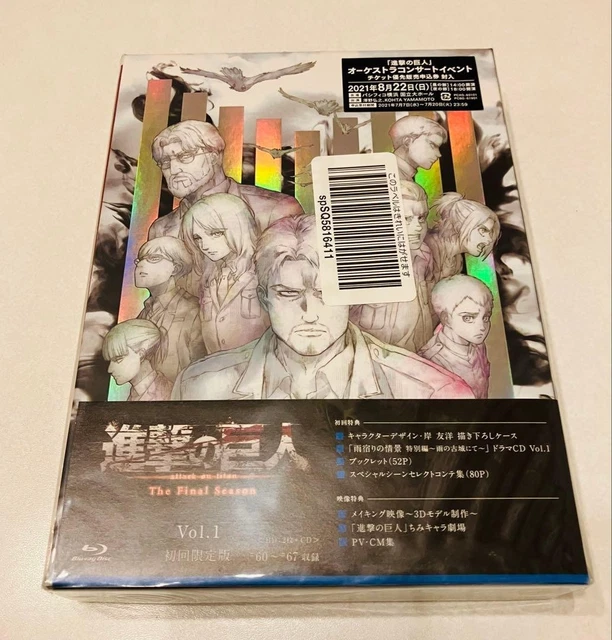 ATTACK ON TITAN The Final Season Vol 1 Blu-ray prima stampa nuovo mai aperto EUR 294,89 ...