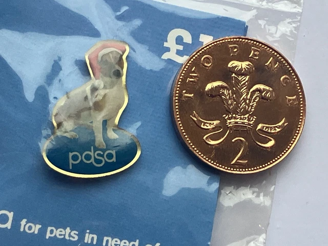 VINTAGE ORIGINAL PDSA Jack Russell Pin Badge On Original Card Sealed ...