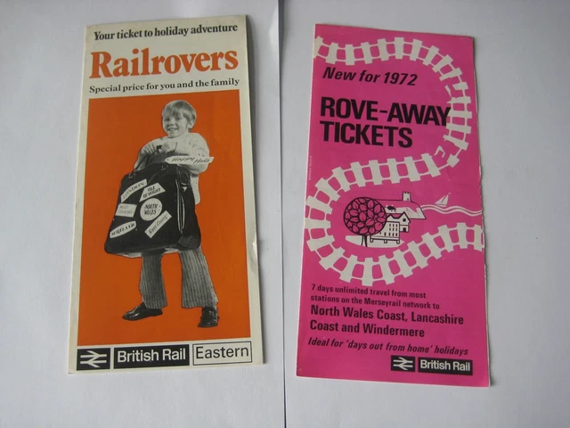 RAILWAYANA - BRITISH Rail - 2 x Railrovers/Rove-Away Ticket Leaflets ...