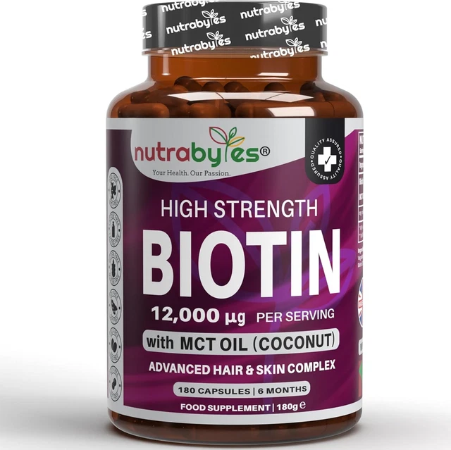 BIOTIN HAIR GROWTH Supplement 12000mcg enriched with Coconut Oil (MCT ...
