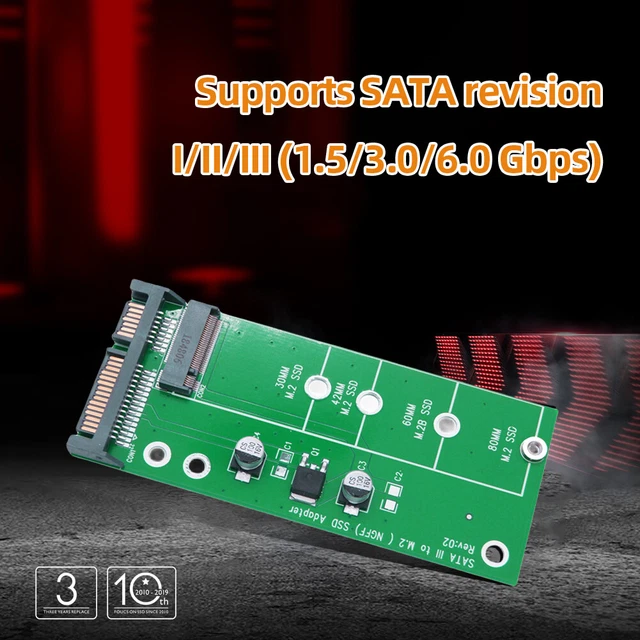 M.2 SSD ADAPTER B Key M2 SATA Riser SATA3 6G Card Supports 2230/42/60 ...