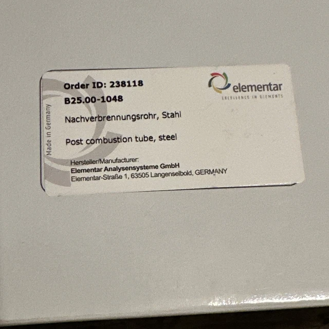 ELEMENTAR POST COMBUSTION Tube, Steel £31.92 - PicClick UK