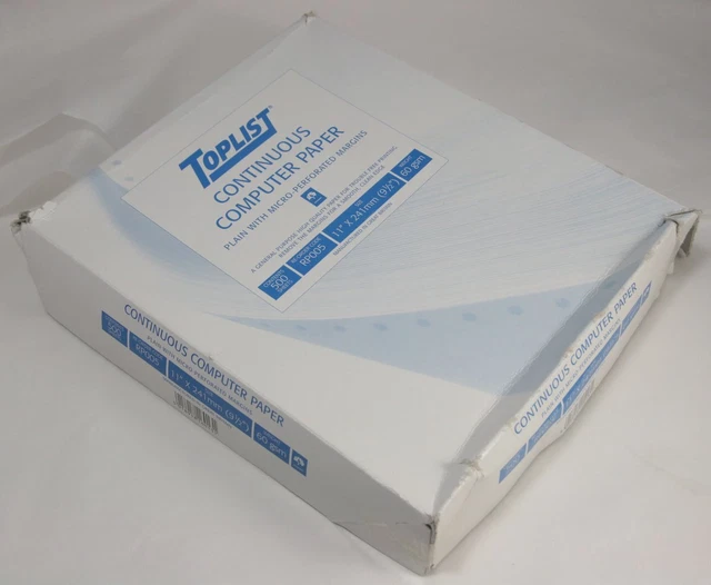 TOPLIST CONTINUOUS COMPUTER Paper Micro Perforated Margins 60GSM RP005 ...