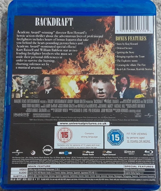 BACKDRAFT BLU-RAY KURT Russell Ron Howard £7.50 - PicClick UK