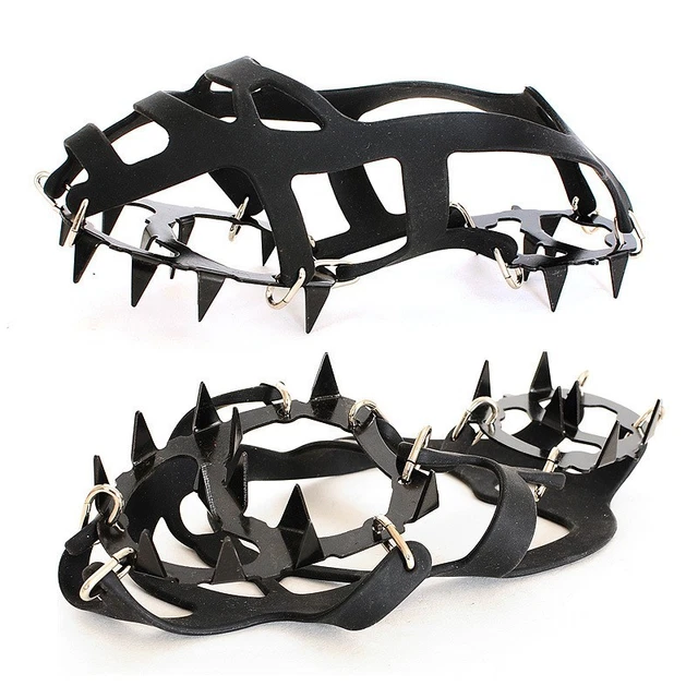 18 TEETH STEEL Ice Gripper Spikes for Hiking For Shoes Stable Outdoor ...
