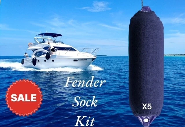 BOAT FENDER COVER/SOCK Kits NAVY UK Made (Covers Up to 6 Fenders) LAST ...