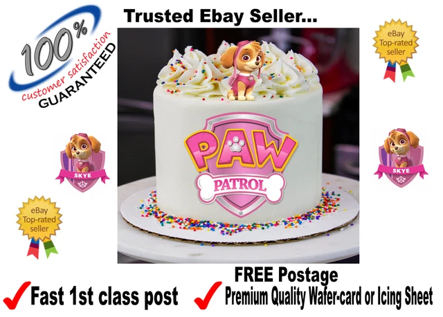 SKYE PAW PATROL Logo X2 Cake Topper Edible Icing Print Cake Decorations ...