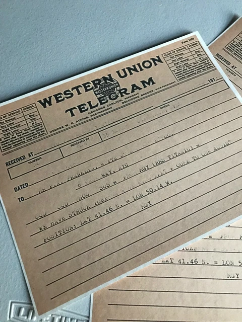RMS TITANIC DISTRESS Western Union Telegram Titanic à WSL NY, 15 avril ...