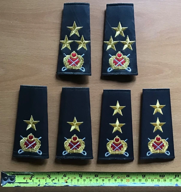 COLLECTION OF 6 Military Rank Slides/Epaulettes With Insignia, Set #2 £ ...