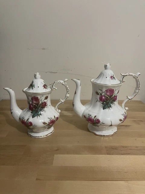 2 X HAMMERSLEY GRANDMOTHERS ROSE COFFEE POT’S VINTAGE OLD JUG / GAR ...