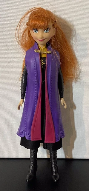 DISNEY FROZEN ANNA Fashion Doll Red Hair Blue Eyes Purple Jacket Black ...