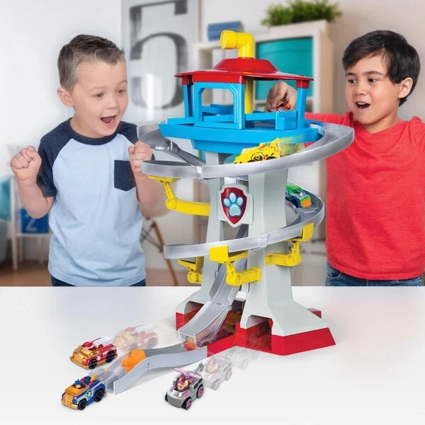 PAW PATROL ADVENTURE Bay Rescue Lookout Tower Playset with 2 True Metal ...