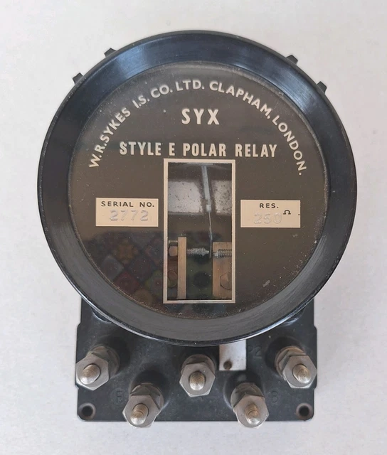 POLARISED SIGNALLING RELAY SYX Type E 250 ohm by W.R.Sykes Clapham ...