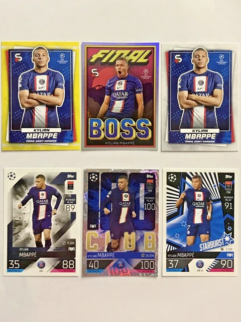 KYLIAN MBAPPÉ SET of 6 cards Topps Superstars & Match Attax 2022/23 EUR ...