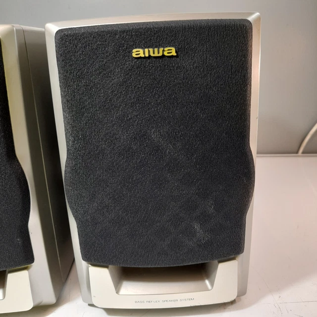 AIWA 2 WAY Bass Reflex Speaker System 16 Ohm Silver Tested Working £15. ...