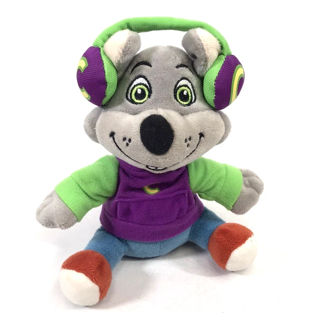 CHUCK E CHEESE DJ Plush Mouse Rocker w/ Headphones Stuffed Animal 8 ...