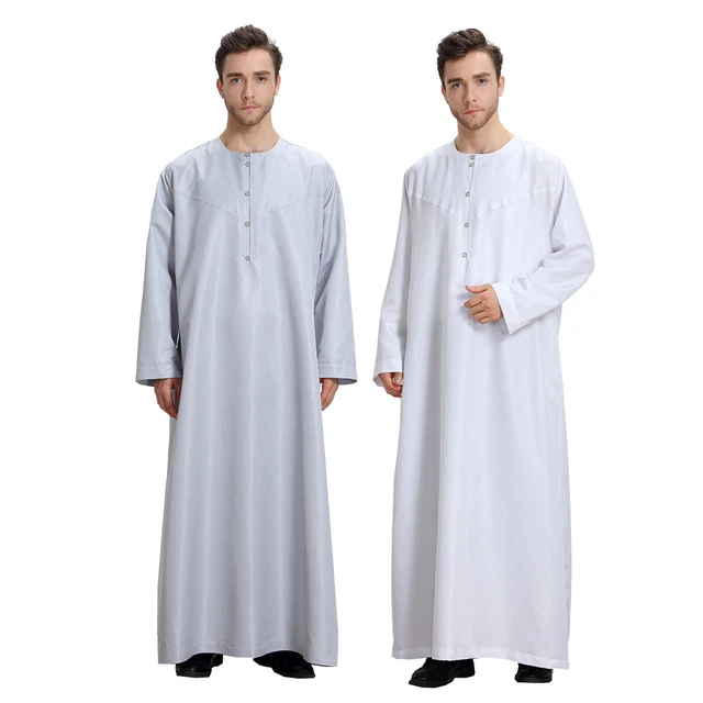 RAMADAN SAUDI MEN Thobe Robe Muslim Jubba Arabic Kaftan Abaya Islamic ...