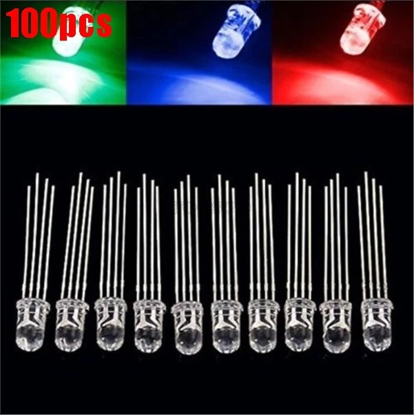 100PCS LED RGB Common Cathode 4-Pin F5 5Mm Super Bright Bulb Lamp lo $3 ...