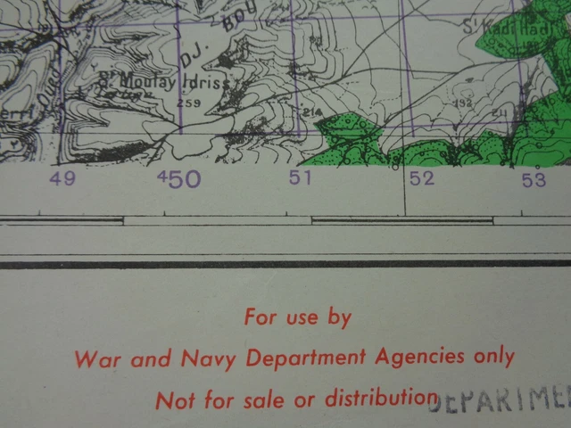 WW2 US WAR DEPARTMENT Map of MOROCCO entitled "EL KANSERA" - Scale 1: ...