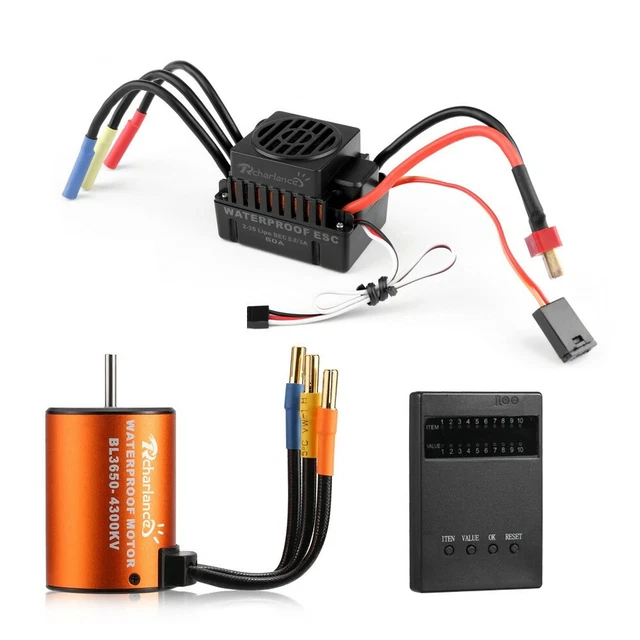 BL3650 4300KV BRUSHLESS Motor+60A ESC +Program Card Combo For 1/10 RC ...