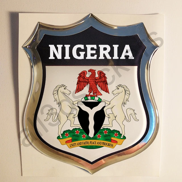 STICKER NIGERIA EMBLEM Coat of Arms Shield 3D Resin Domed Gel Vinyl ...