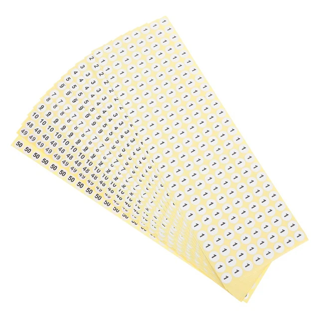 50 SHEETS NUMBER Stickers Classification Digital Labels Number Stickers ...