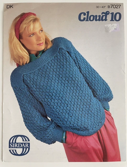 LADIES ALL OVER textured sweater KNITTING PATTERN Long sleeve jumper ...