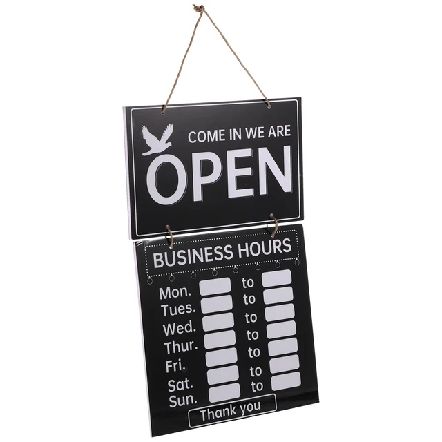 WOODEN STORE HOURS Sign Open and Closed Sign Business Hours Hanging ...