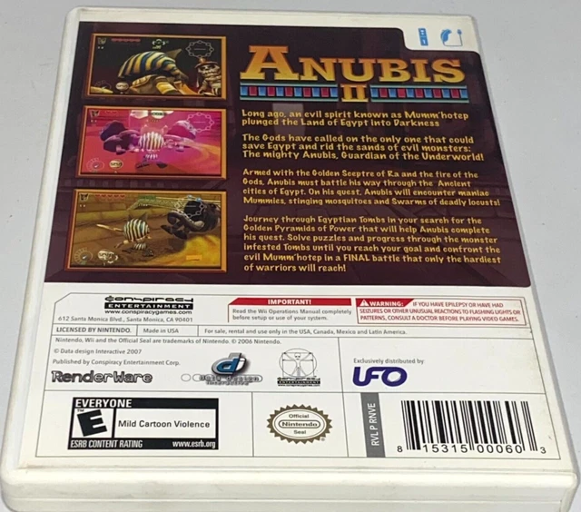 ANUBIS II (NINTENDO WII, 2007) complet avec manuel et entièrement testé ...