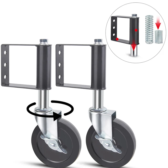 360° ROTATING GATE Support Wheel Spring Gate Roller Support Wheel Gate ...