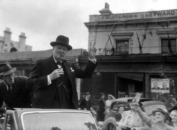 BRITISH PRIME MINISTER Winston Churchill with his wife Clement - 1945 ...