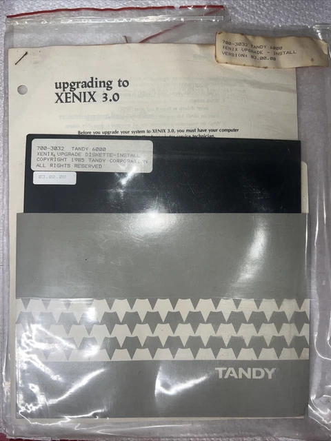 RARE NEW TANDY 6000 xenix Reference 700-3032 + Upgrade 3.0 Radio Shack ...