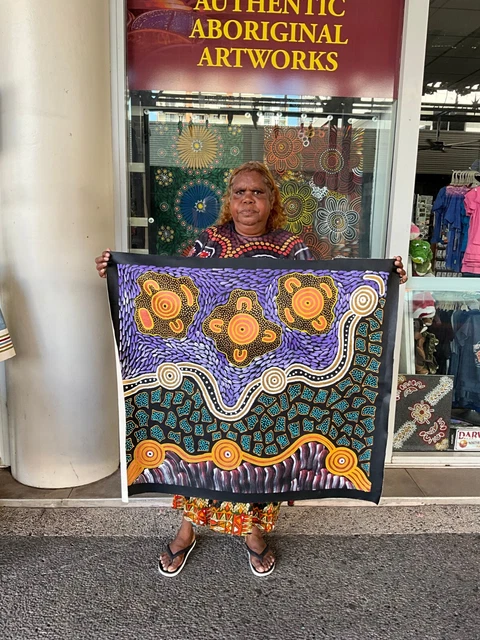 SHARON BUTCHER ABORIGINAL Artist Painting WOMEN BUSH SEEDS WATERHOLE ...