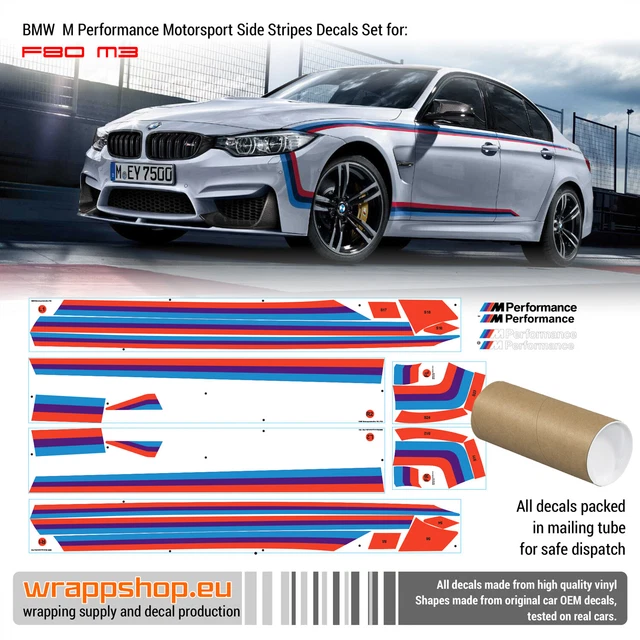M PERFORMANCE MOTORSPORT Side Stripes decals Set for BMW F80 M3 / F82 ...