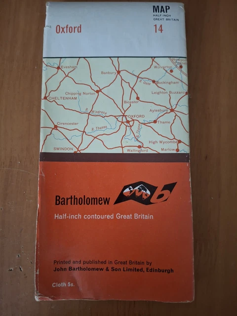 BARTHOLOMEW MAP HALF-INCH Great-Britain OXFORD No.14 On Cloth £3.32 ...