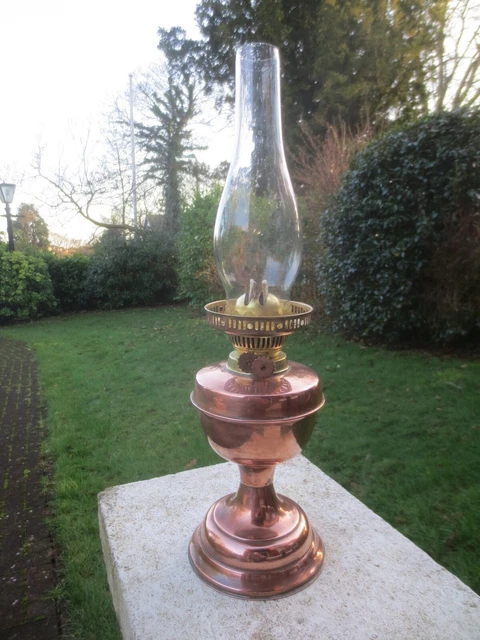 VINTAGE COPPER BRASS Oil Lamp Complete With Chimney Shepards Hut ...