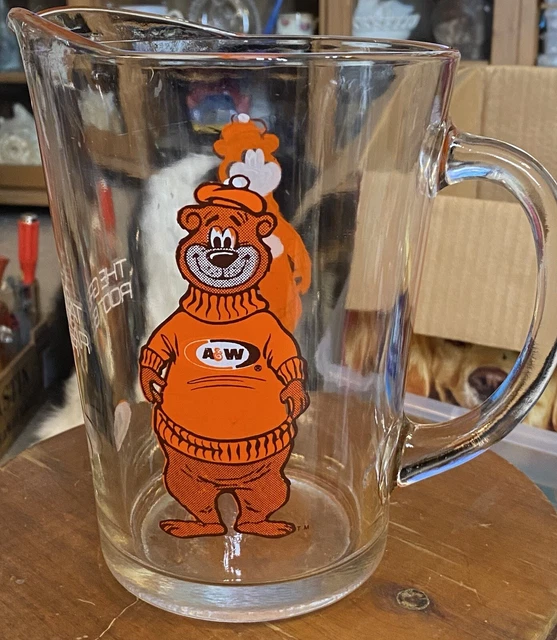 VINTAGE 1970'S A & W Root Beer Heavy Glass Serving Pitcher Rooty Root ...