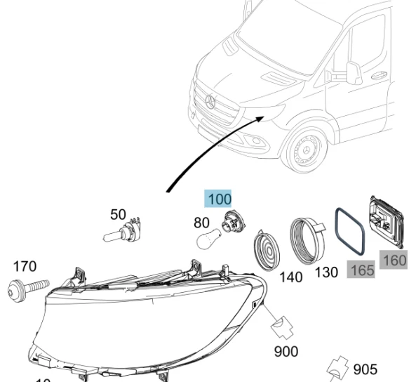 GENUINE MERCEDES-BENZ Sprinter 910 Bulb Socket Holder Turn Signal ...