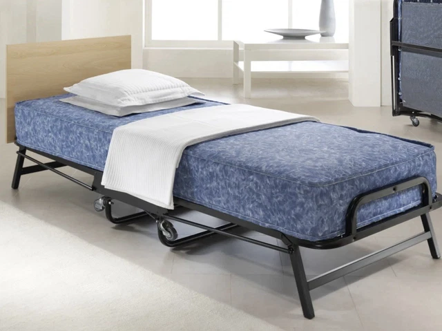 PORTABLE SINGLE FOLDING Guest Bed On Wheels with Mattress £187.88 ...