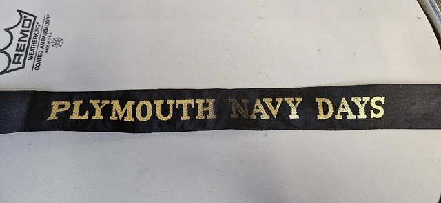 ROYAL NAVY CAP Tally PLYMOUTH NAVY DAYS 109 CM LONG COUPLE OF LETTERS ...
