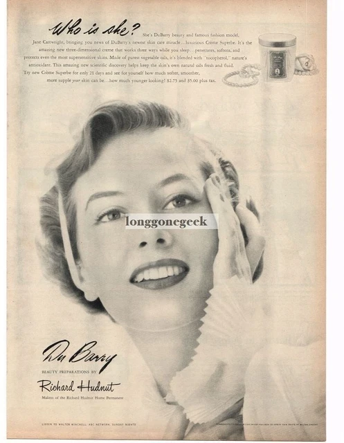 1950 RICHARD HUDNUT Du Barry Skin Cream Model Jane Cartwright Vintage ...