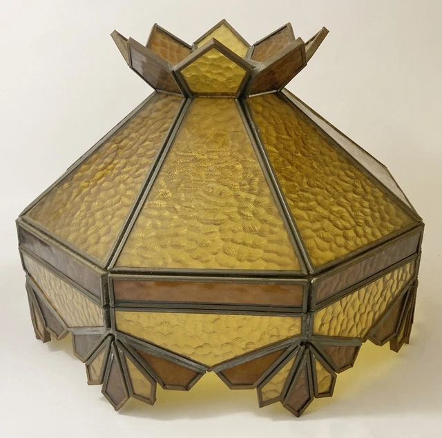 VINTAGE STAINED GLASS Lamp Shade Art Deco Tiffany Style Antique £112.88 ...