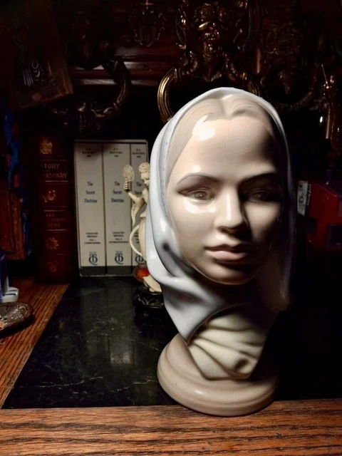 VINTAGE MCM MID Century Modern Porcelain Veiled Woman Female Head Bust ...