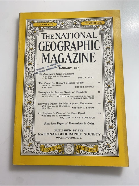 NATIONAL GEOGRAPHIC MAGAZINE January 1957 Australia’s Coral 🪸 lfb4 £4. ...