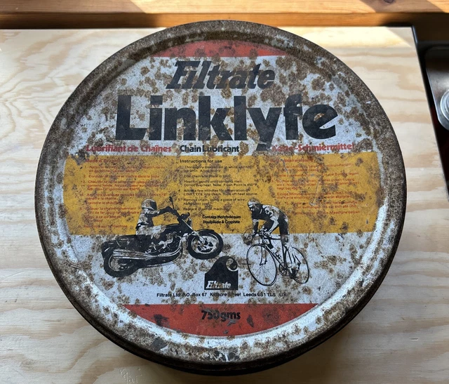 VINTAGE FILTRATE LINKLYFE Chain Oil Grease Collectable Tin £10.00 ...