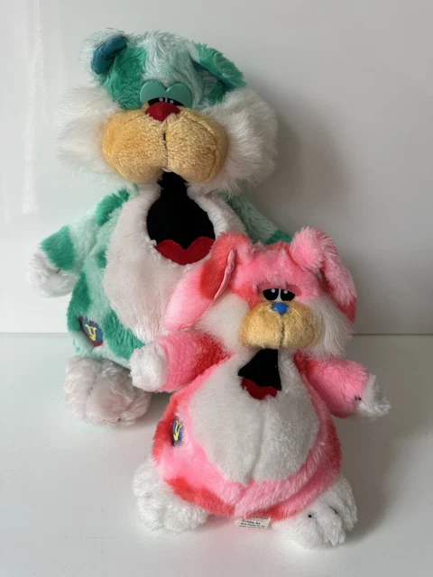 YAWNIES BEDDY BYE Bunny & Green Snoozey Cat Vintage 1987 Soft Plush Toy ...
